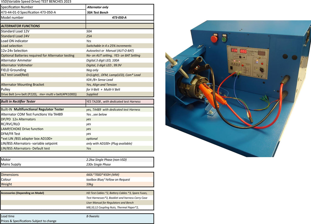Standard Alternator Test Bench (TA473) – Terastra