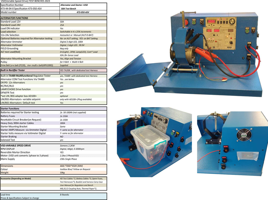 Alternator and Starter Test Bench + VSD (TA273 VSD) – Terastra